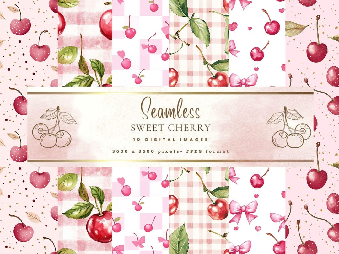 Sweet Cherry Digital Paper: Seamless Printable Scrapbook Paper (10 JPG ...