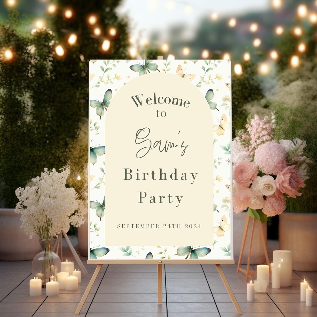 Butterfly Birthday Welcome Sign: Arch Party Decor (digital Download) - Etsy