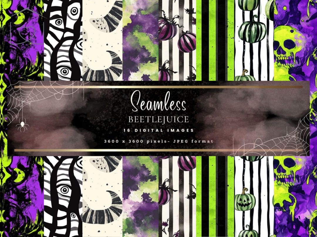 Beetlejuice Halloween Digital Paper: Seamless Printable Scrapbook Paper ...