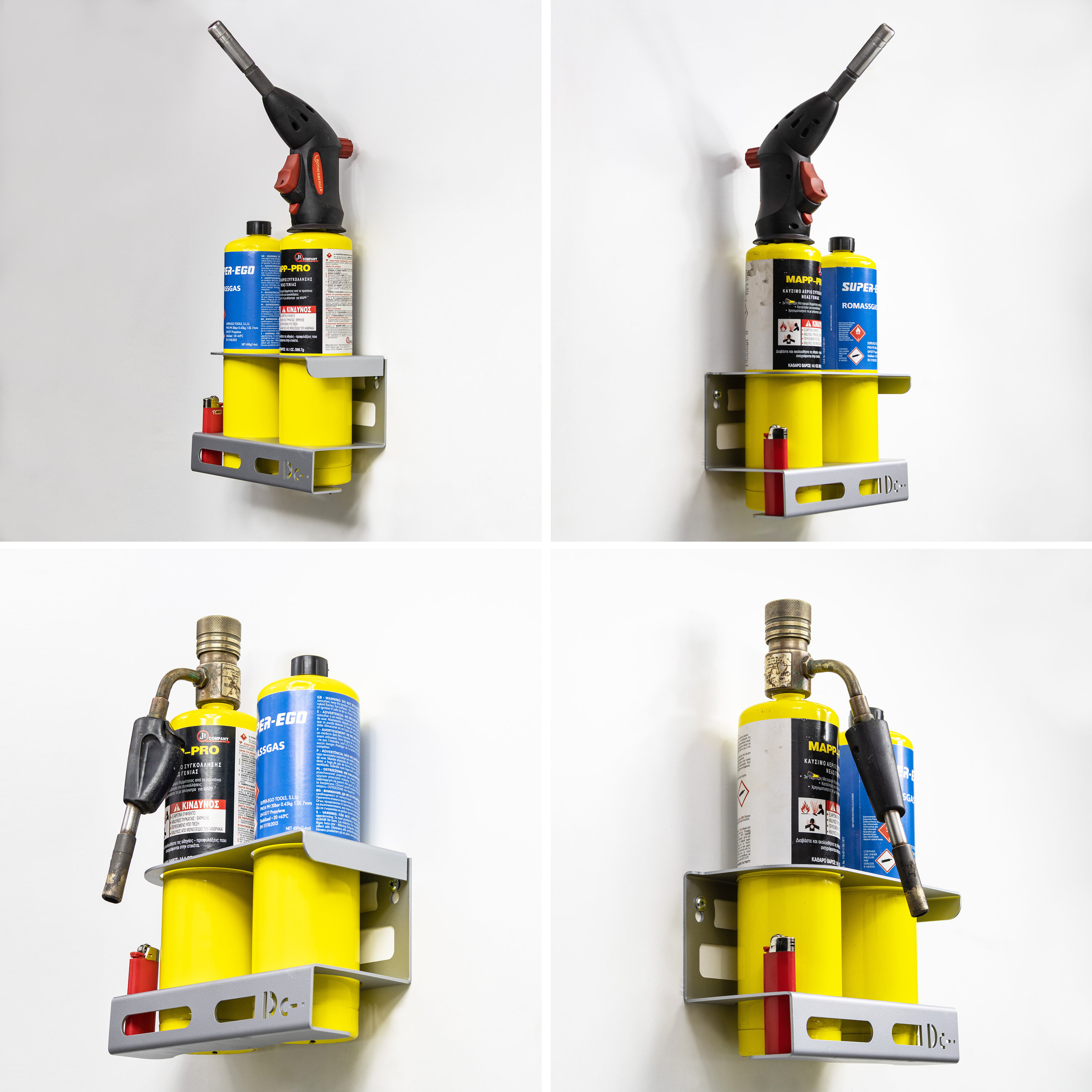 Mapp Gas Oxygen Acetylene Tank Single & Dual Bottle Wall Mount Holder ...