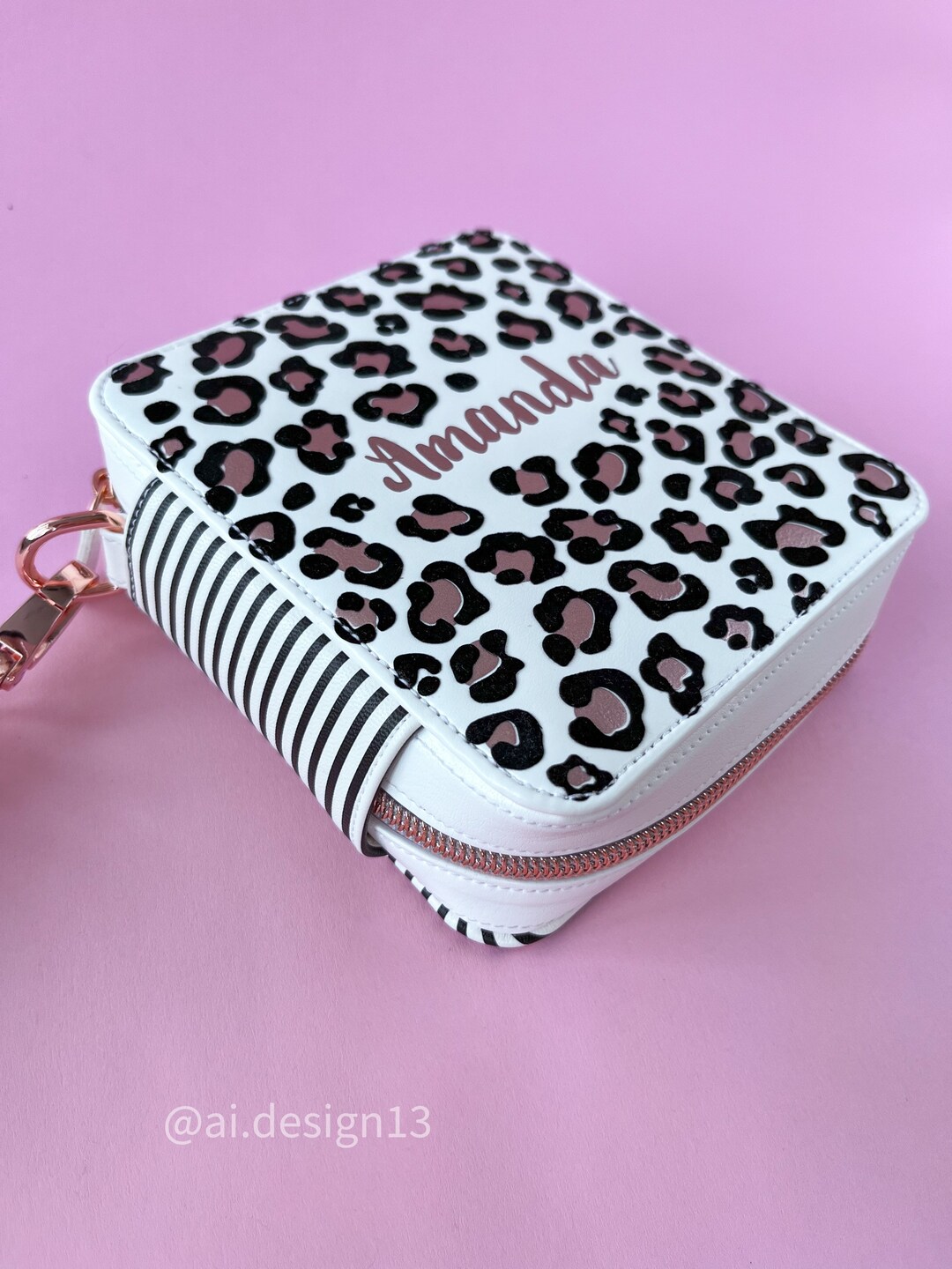 Customised Leopard Zipper Micro Happy Planner Holder, Spots and Black ...