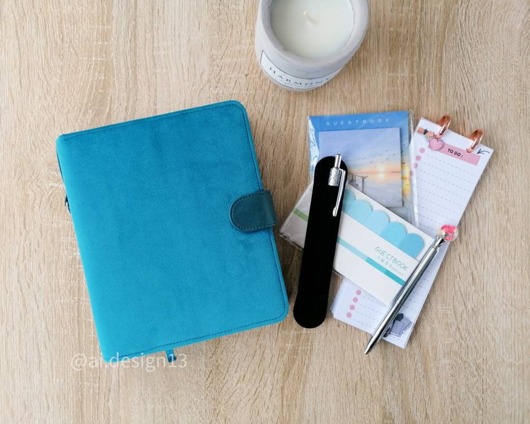 Personal Wide Size Velour Planner Cover, 30mm Ring Bound Soft Cover ...