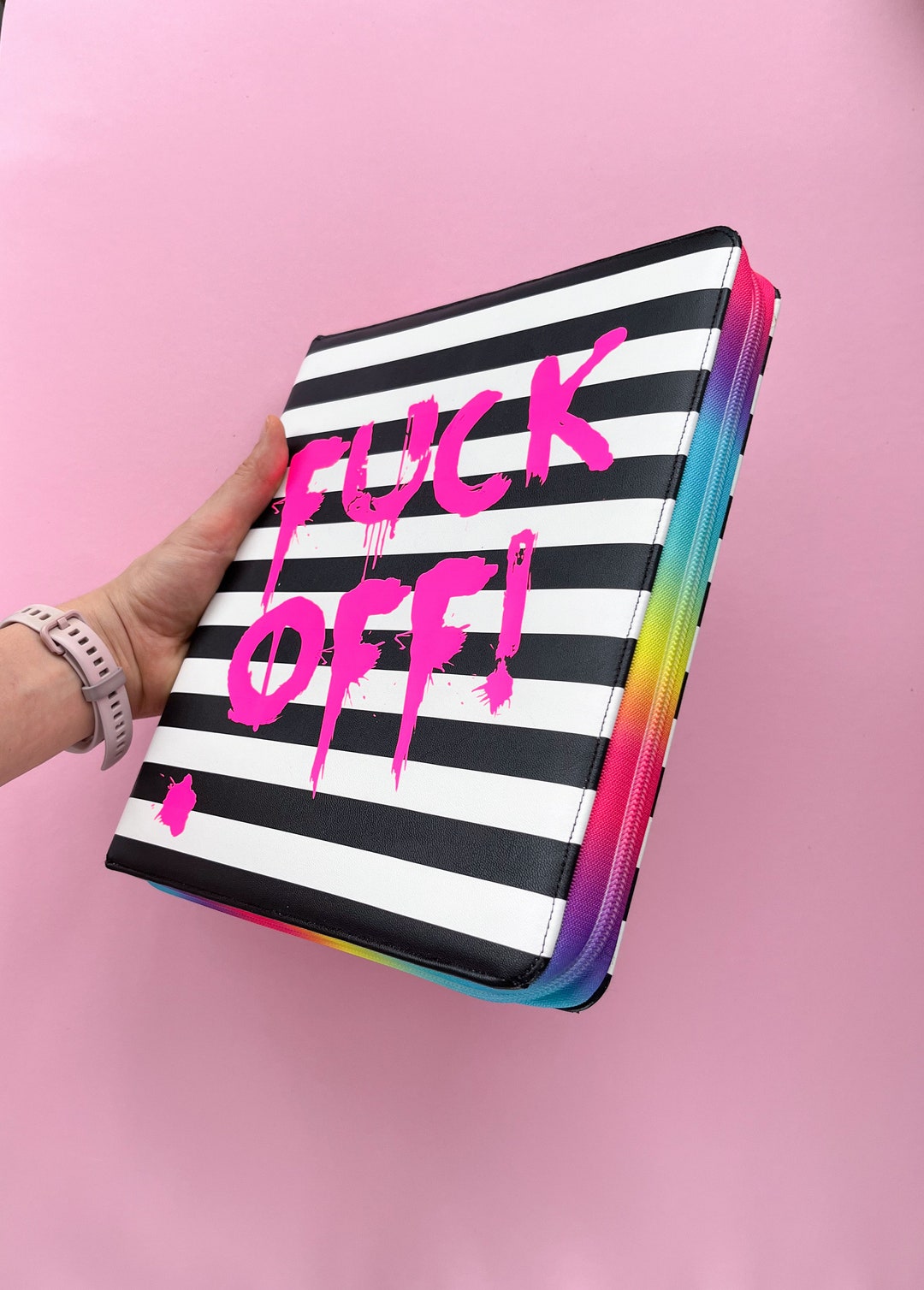 CUSTOM Black and White Stripes Zipper Classic Happy Planner Holder ...