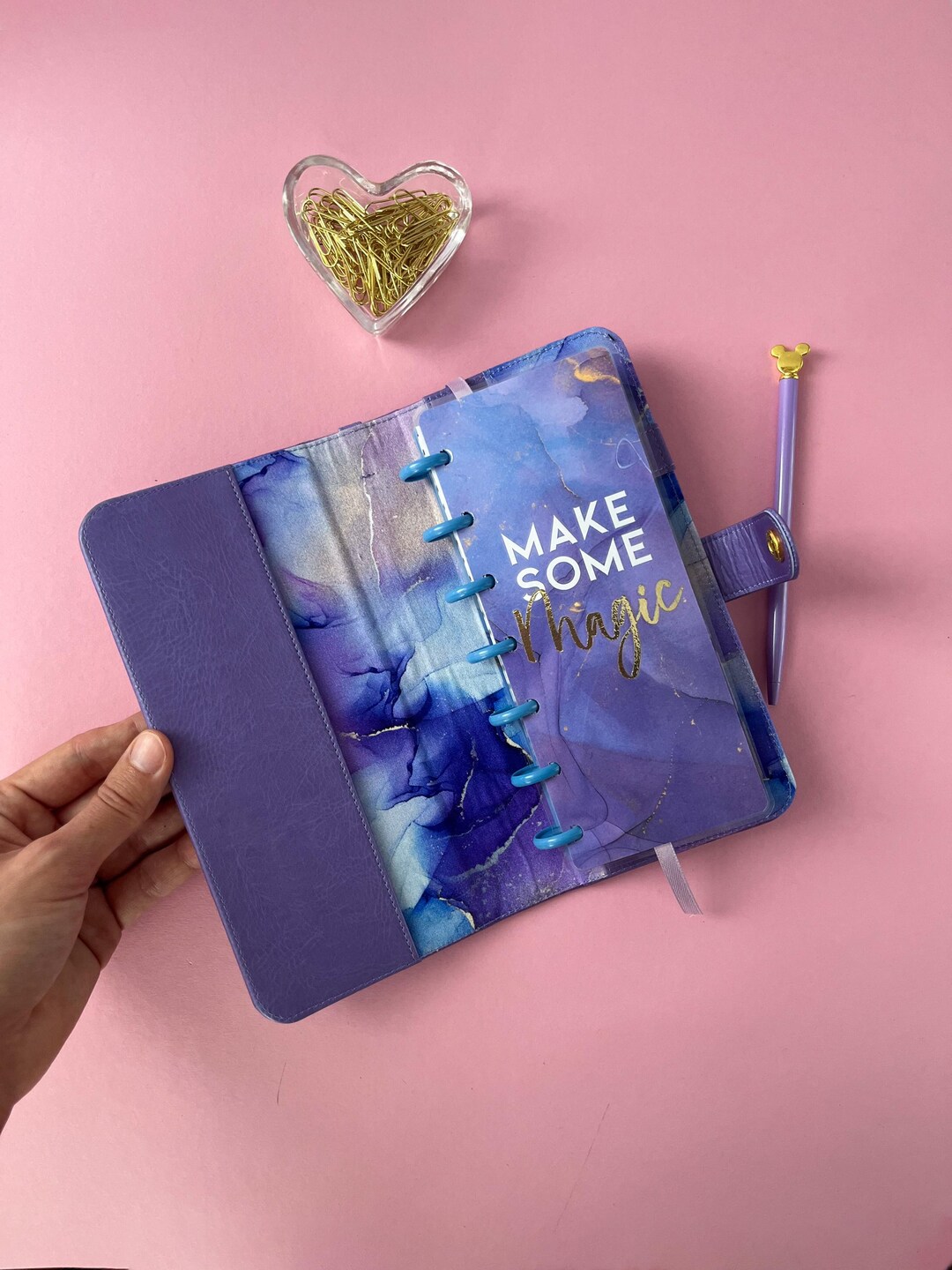 Customised Purple Dated 2026 Skinny Mini Planner, Violet Ink Pattern ...
