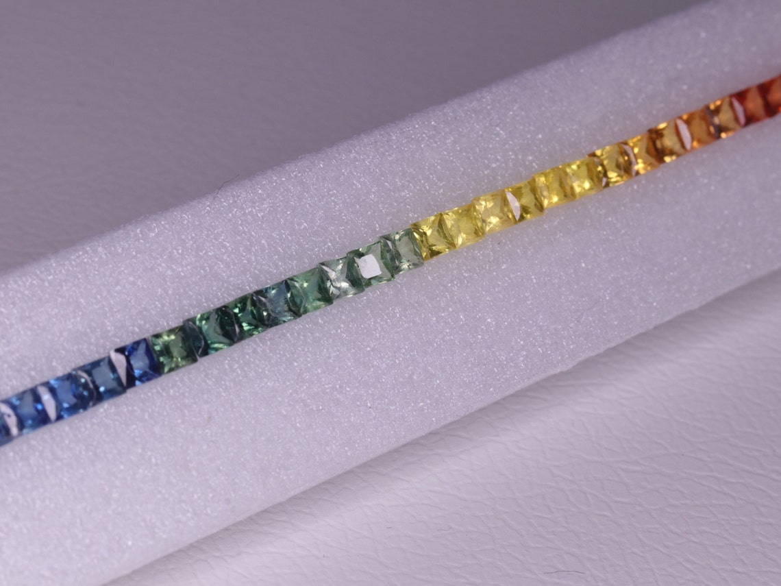 2.8mm Premium Rainbow Sapphire Line Lot Princess Cut Multi Color Loose ...