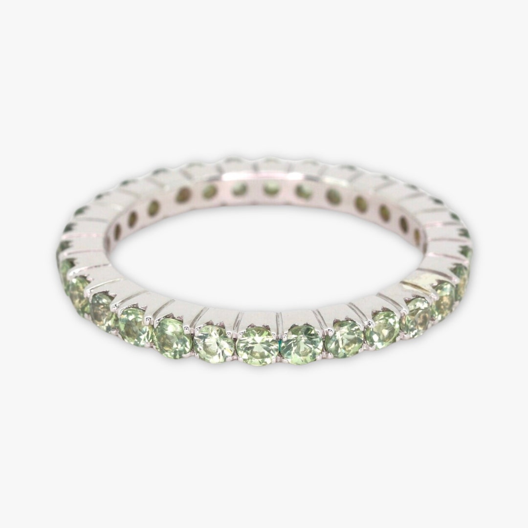 Green Sapphire Eternity Ring: 18K Solid Gold Colorstone Band - Etsy