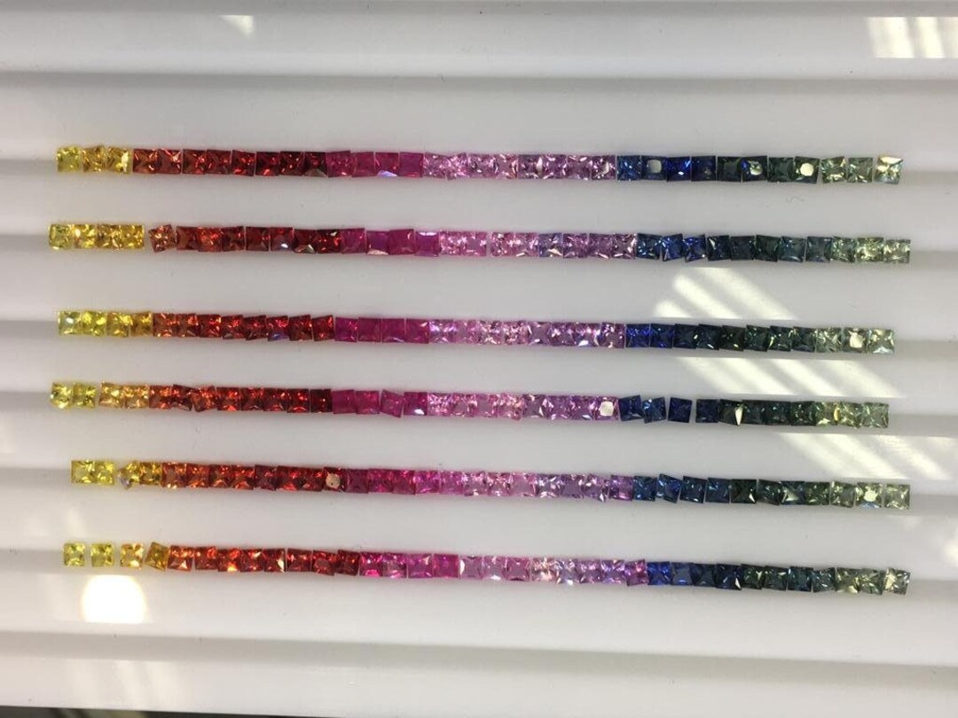 2.8mm Premium Rainbow Sapphire Line Lot - Princess Cut Multi Color ...