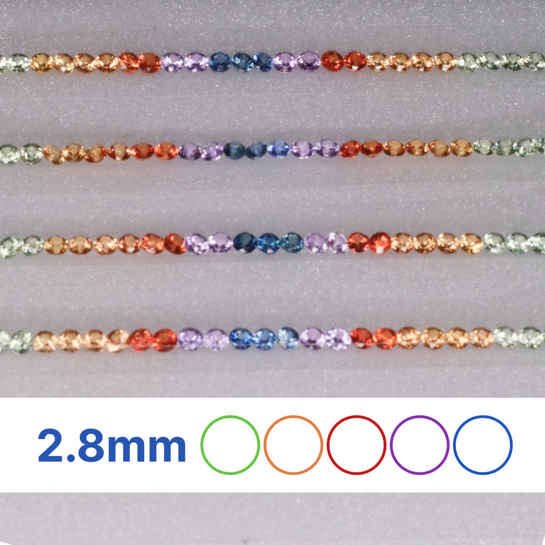 2.8mm Rainbow Sapphire Line Lot Multi Color Loose Stones Round Shape ...