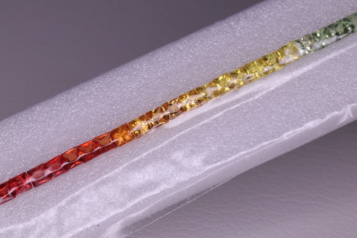 2.8mm Premium Rainbow Sapphire Line Lot Princess Cut Multi Color Loose ...