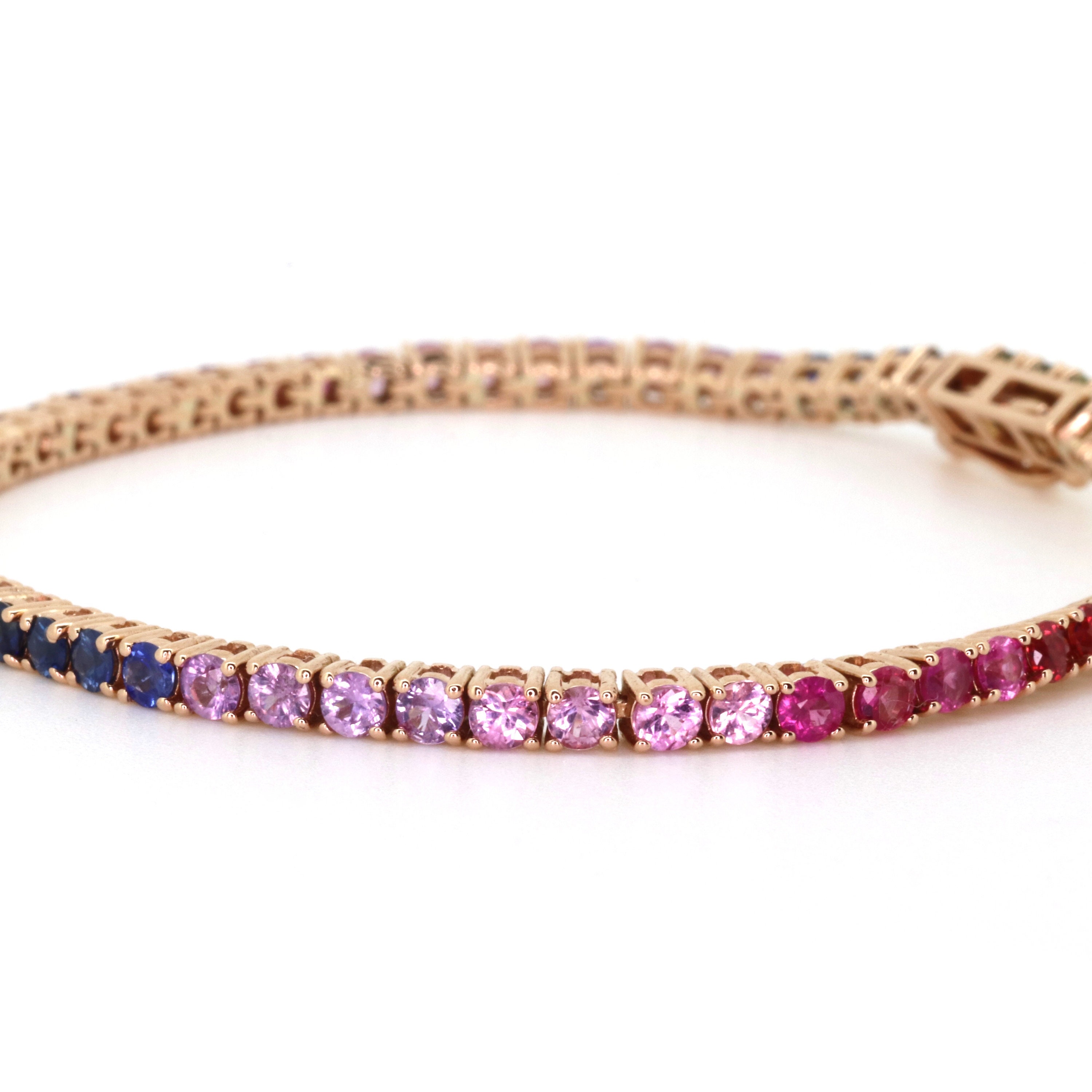 Rainbow Sapphire Gold Tennis Bracelet Round Natural - Etsy