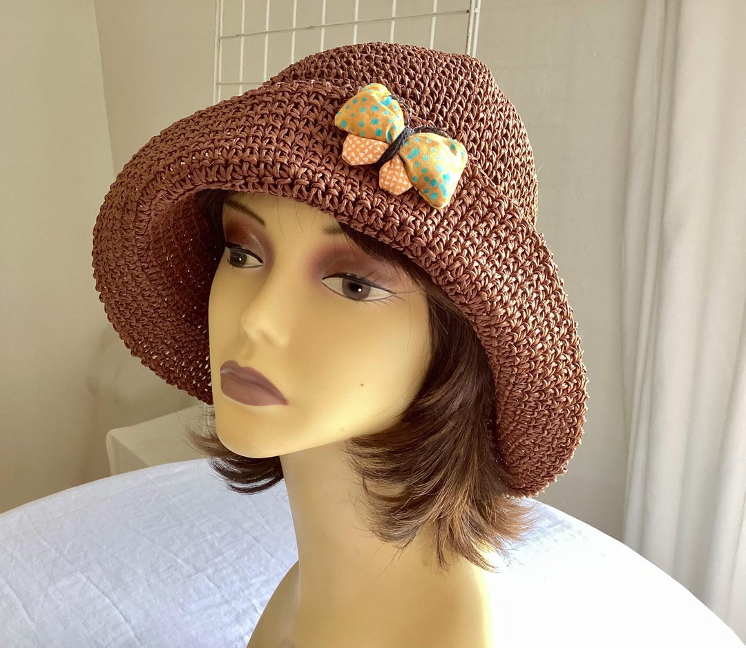 Crocheted Straw Cloche Butterfly Hat - Etsy
