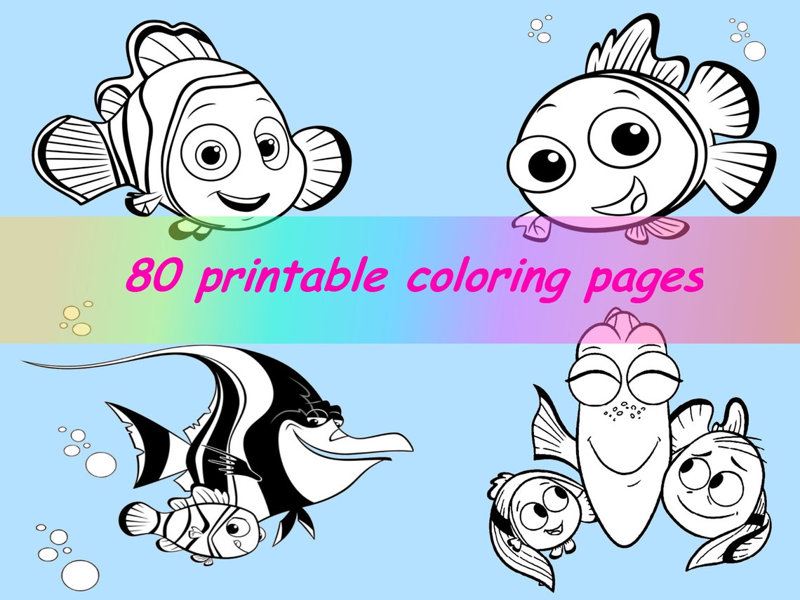 Coloring Pages Nemo FishOceanPrintable Colouring PagesCute | Etsy