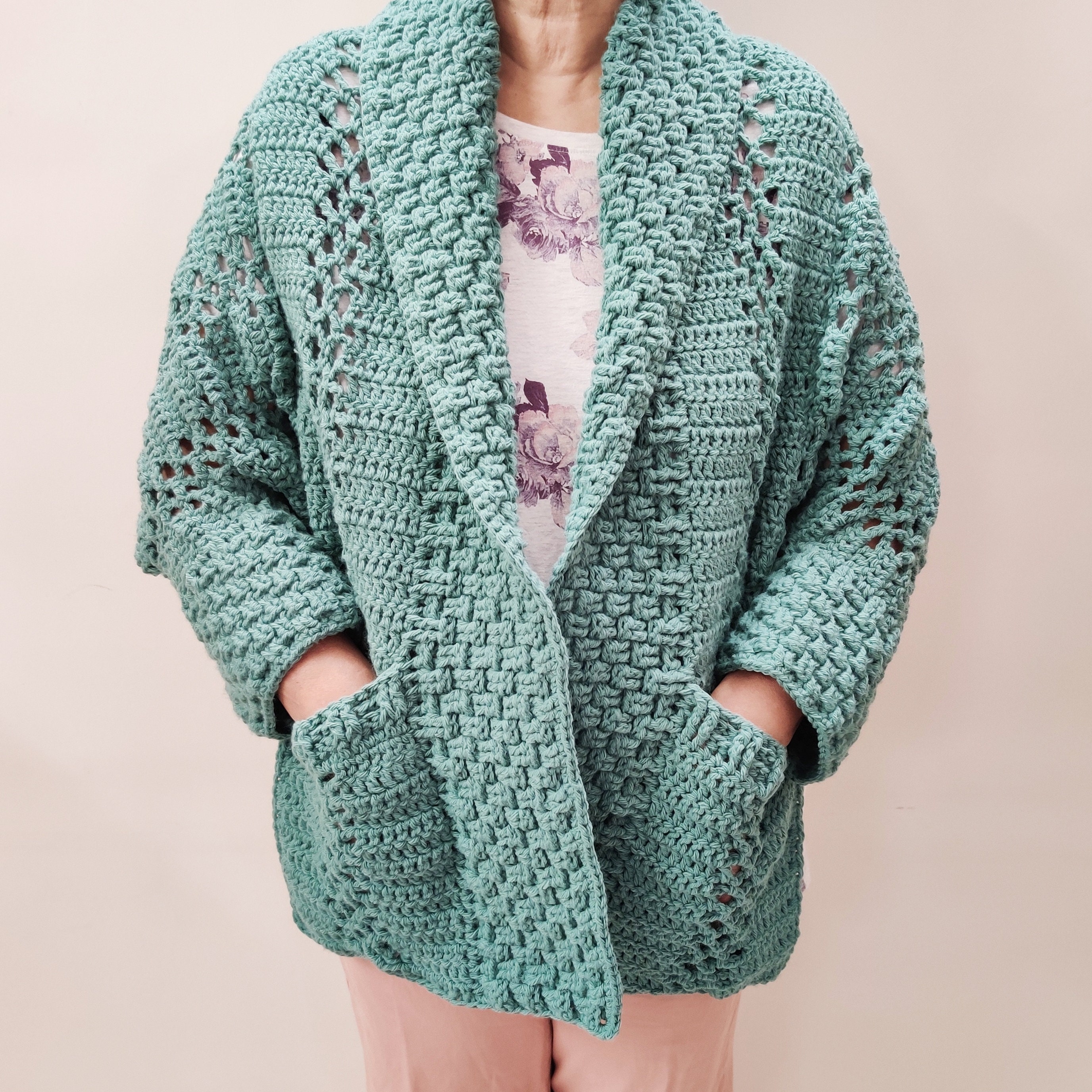 Easy Crochet Cardigan Pattern Cardigan With Pockets Made From - Etsy