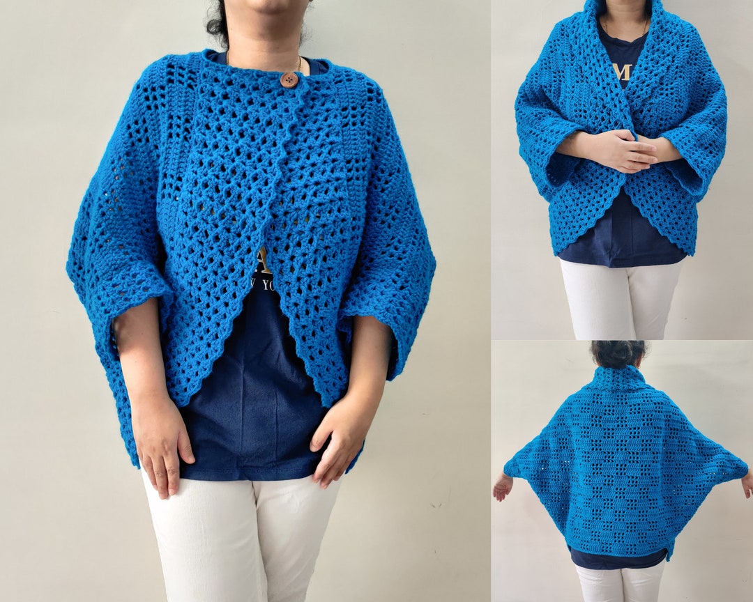 Easy Crochet Cocoon Shrug Pattern for Beginners Womens Lacy Shrug ...