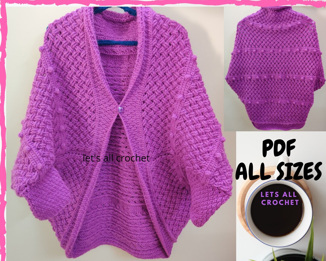 Crochet Pattern Cocoon Shrug, Easy Womens Celtic Cocoon Cardigan ...