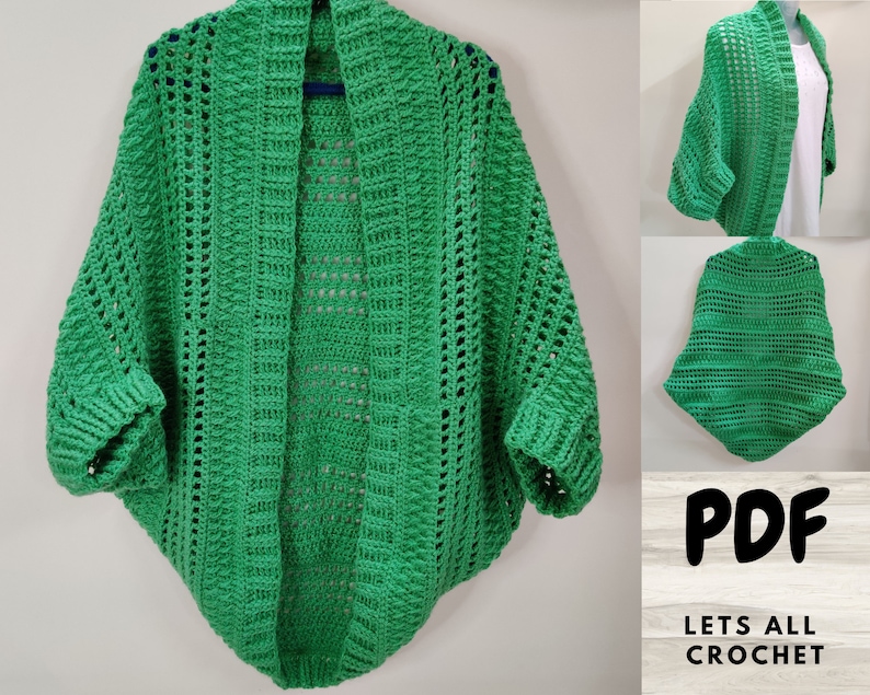 Crochet Pattern Of Cocoon Shrug Easy Womens Cocoon Cardigan Etsy