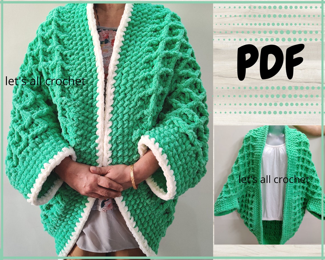 Teddy Bear Lounging Shrug Crochet Pattern Cocoon Shrug Easy - Etsy