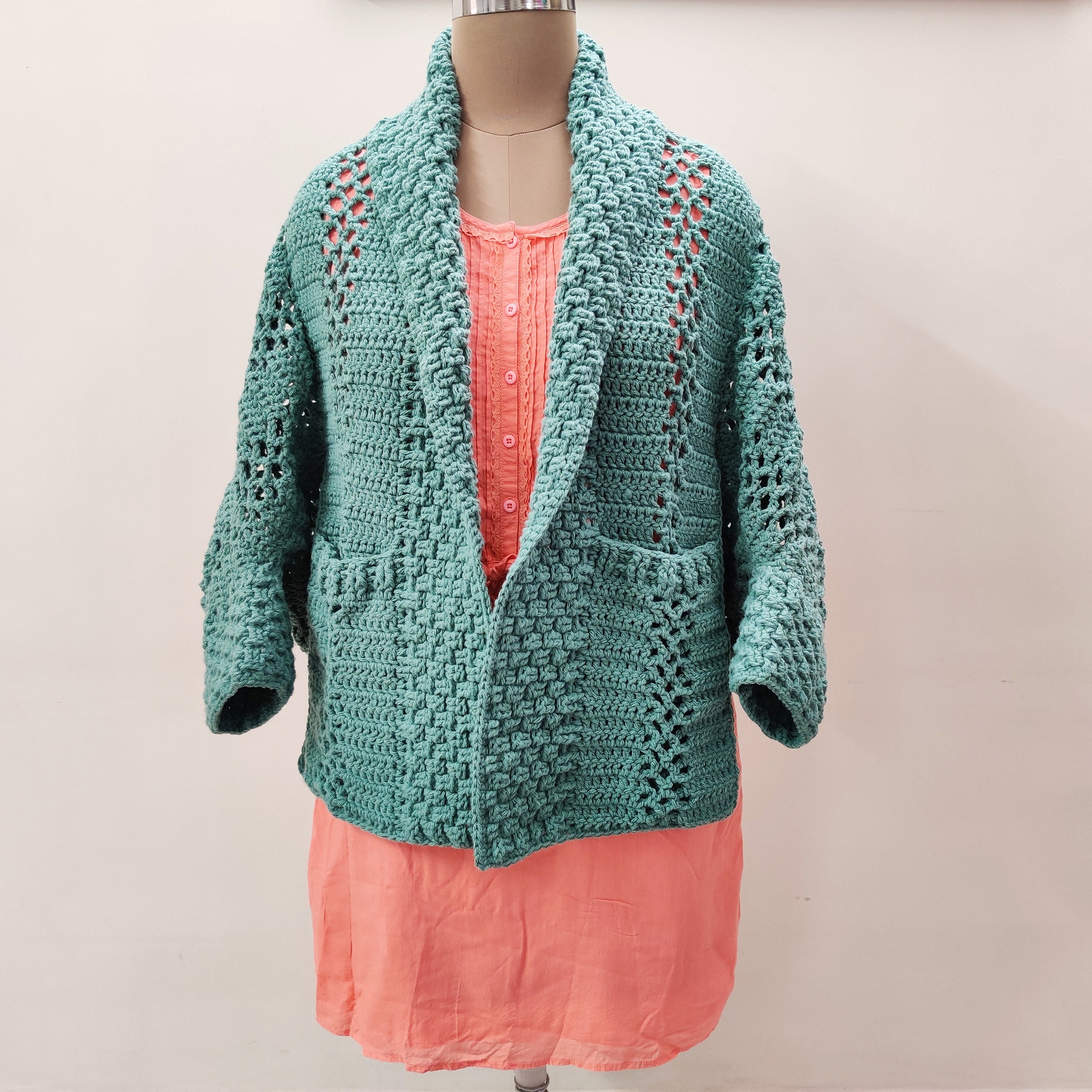 Easy Crochet Cardigan Pattern Cardigan With Pockets Made From - Etsy
