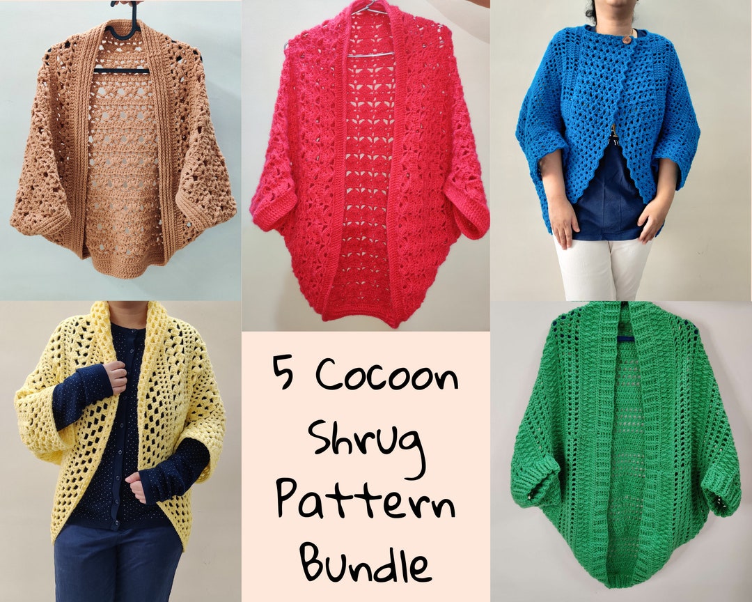 The Crochet Cocoon Shrug Pattern Bundle of 5 - Etsy