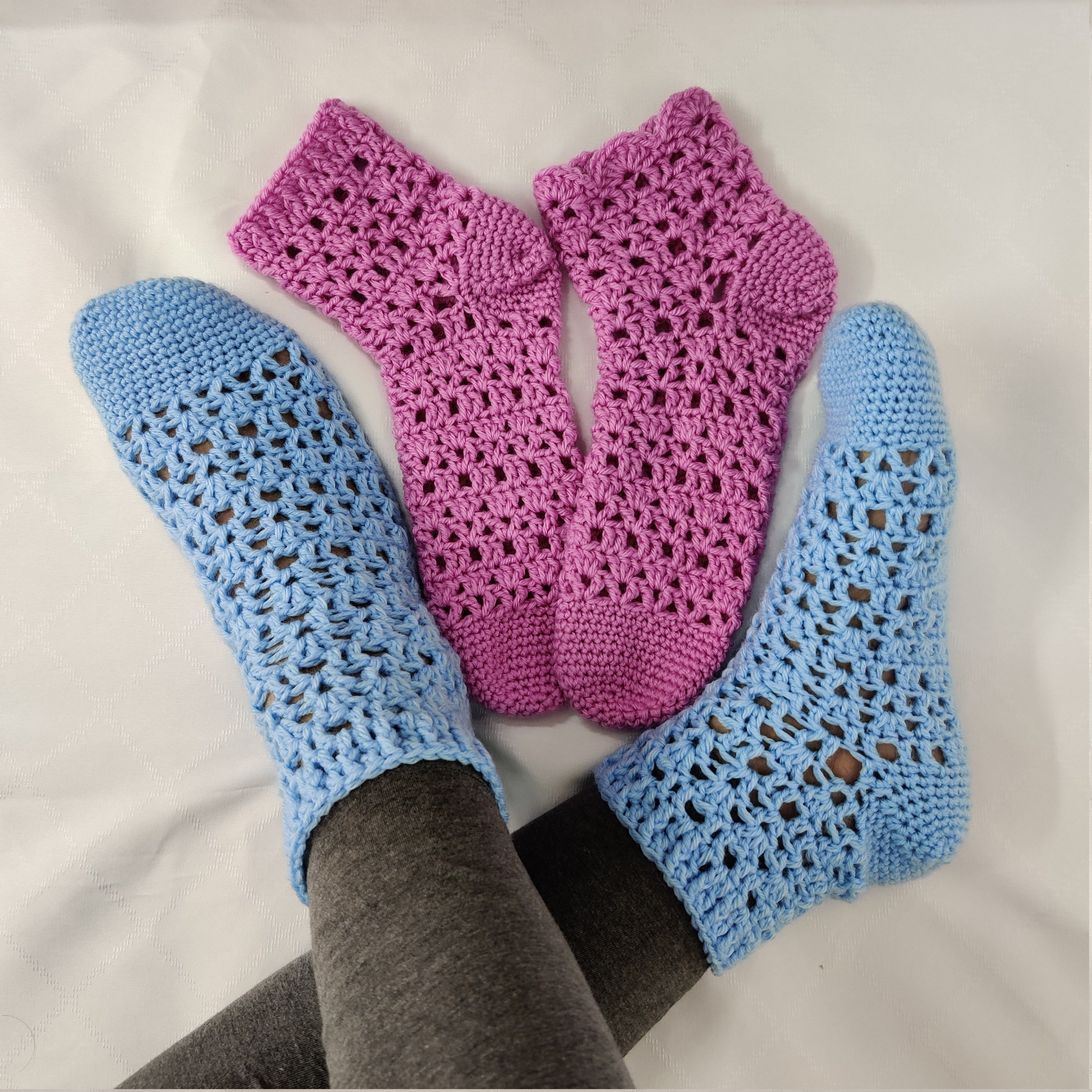 Crochet Ankle Socks Pattern- Womens Socks- Leg Warmers- Crochet Socks ...