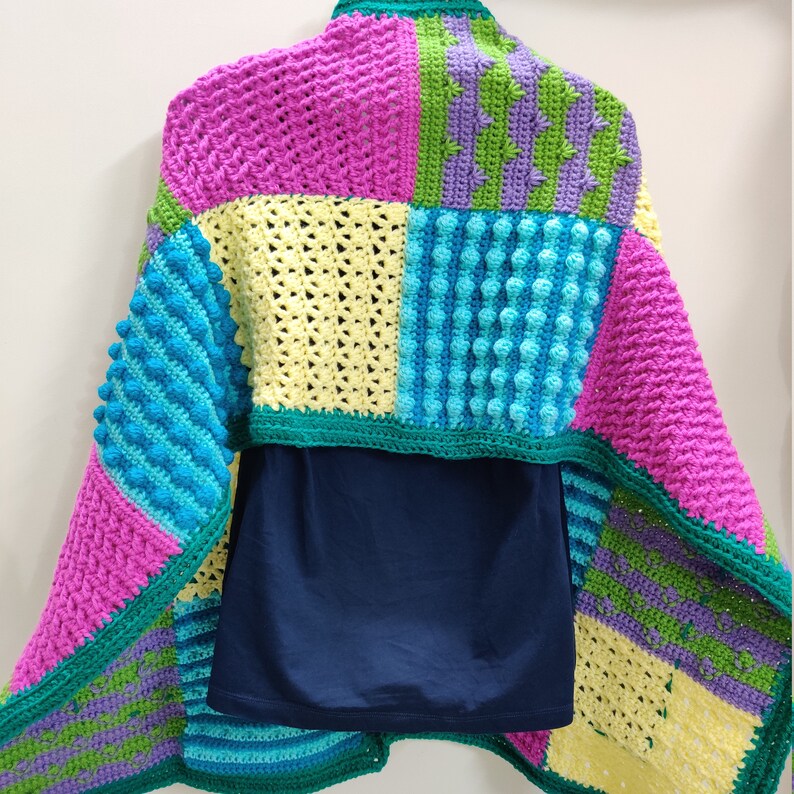 Crochet Pocket Shawl Pattern Colorful Patchwork Shawl Easy - Etsy