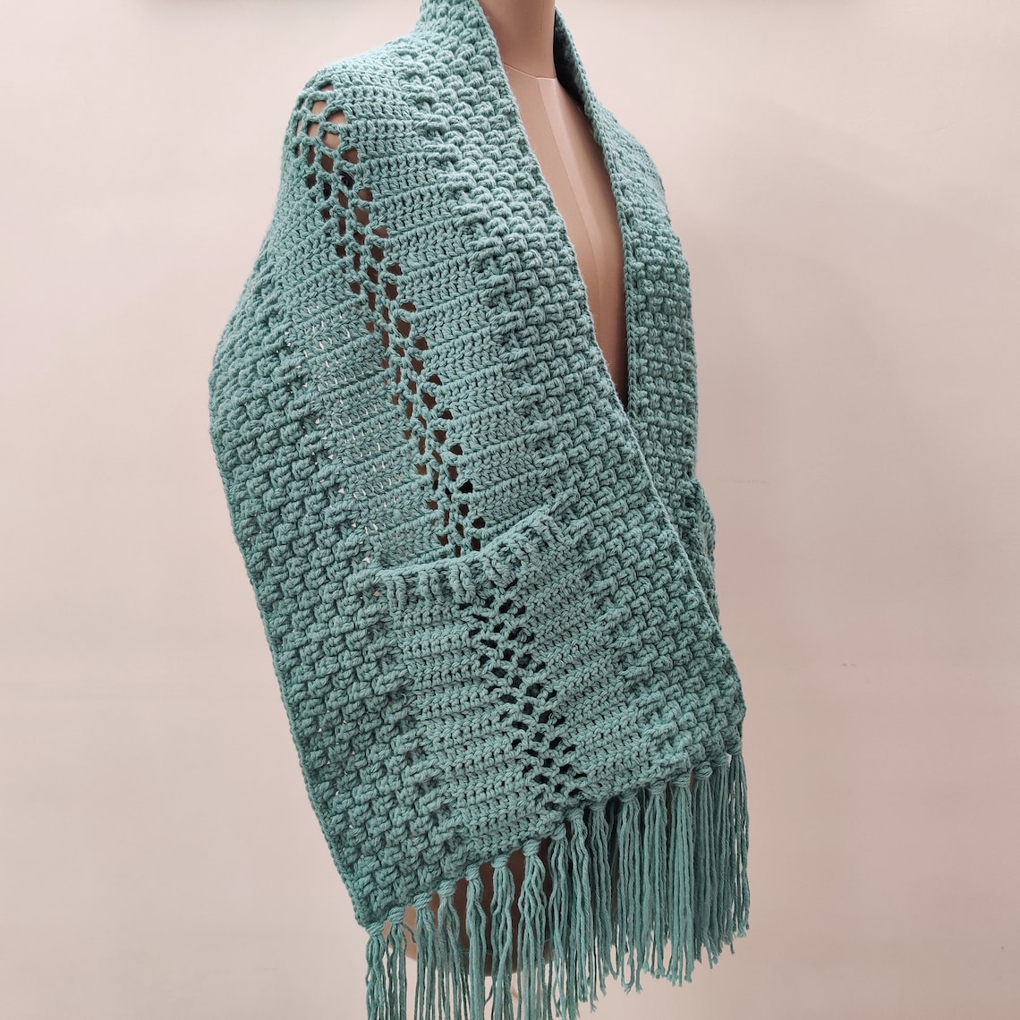 Easy Crochet Pocket Shawl Pattern Womens Boho Wrap or Scarf - Etsy