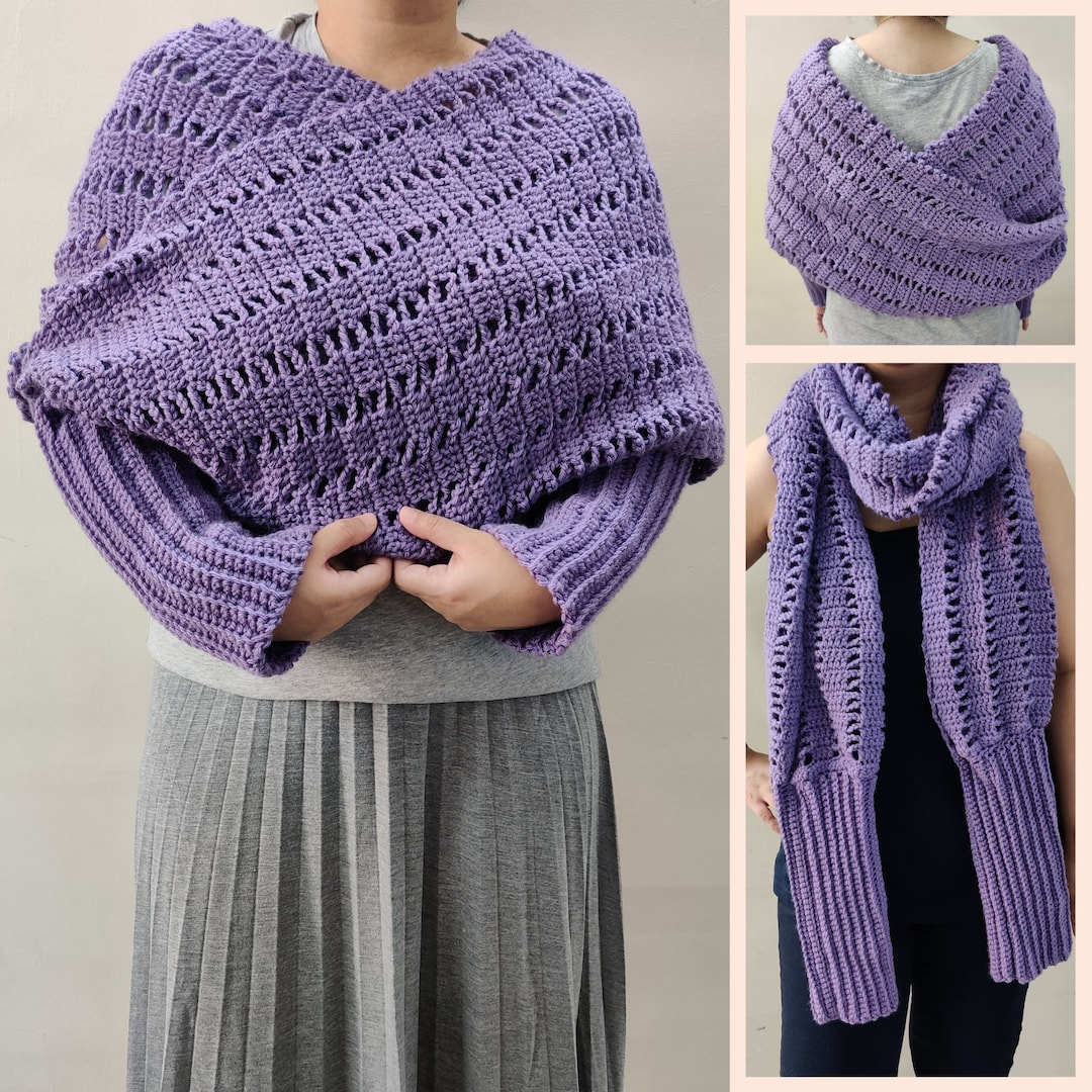Easy Crochet Pretty Chains Sweater Scarf Easy Womens Scarf With Sleeves ...