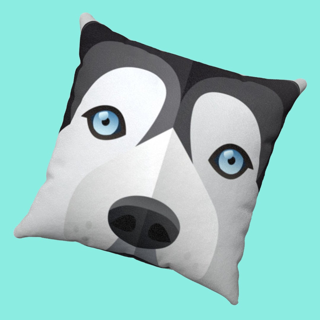 Husky Dog Pillow - Cute Gift for Dog Lovers - Soft Faux Suede Throw ...