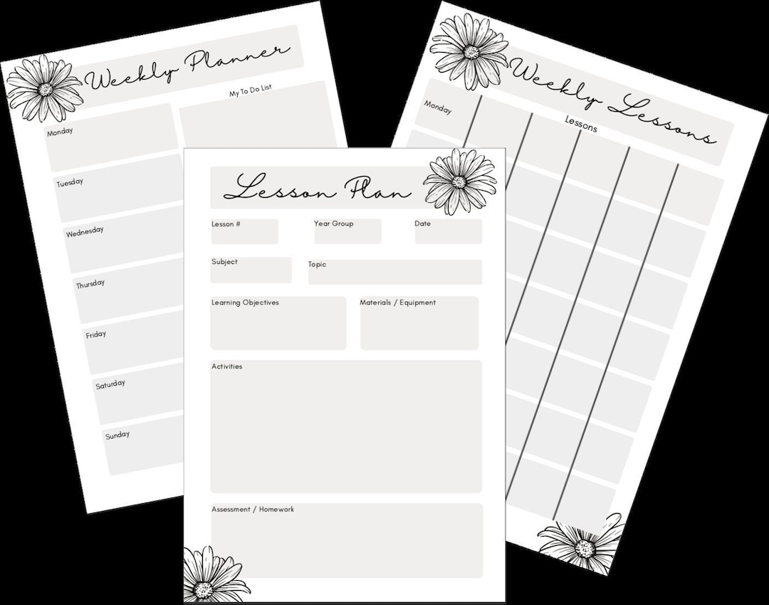 Teachers Printable Bundle | Lesson Plan Template | Weekly Planner ...