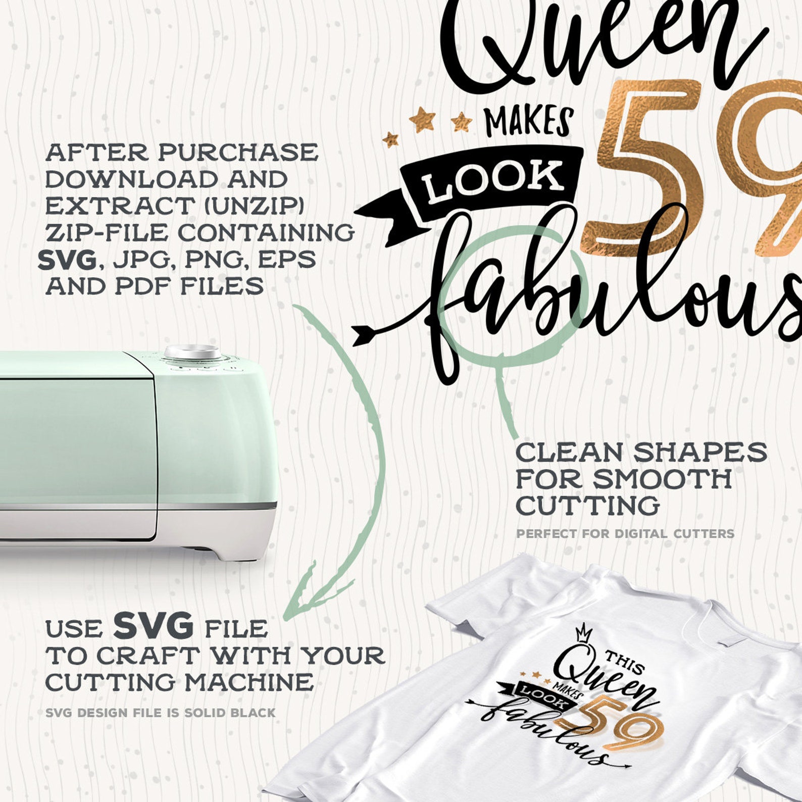 59th Birthday Svg This Queen Makes 59 Svg Look Fabulous Svg Cricut Cut ...