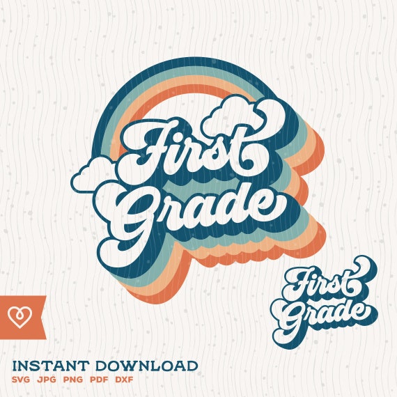 First Grade Svg Hello First Grade Retro Rainbow Svg Back to - Etsy