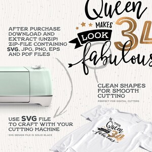 34th Birthday Svg This Queen Makes 34 Svg Look Fabulous Svg Instant ...