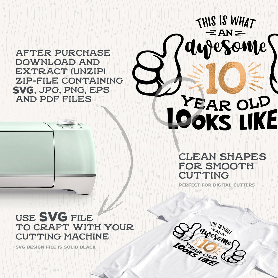10 Awesome Svg 10 Year Old Svg 10th Birthday Svg Thumbs up | Etsy