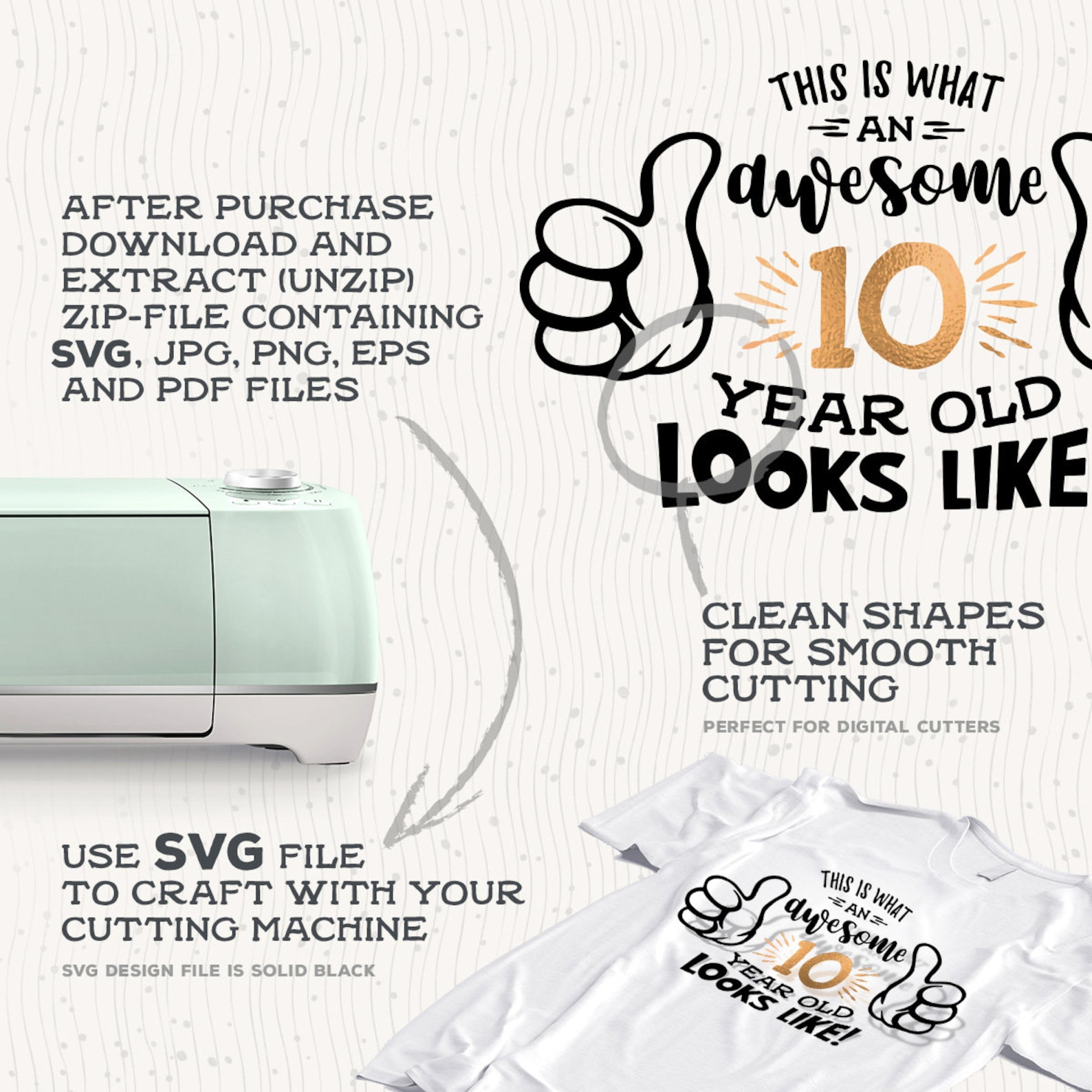 10 Awesome Svg 10 Year Old Svg 10th Birthday Svg Thumbs up | Etsy