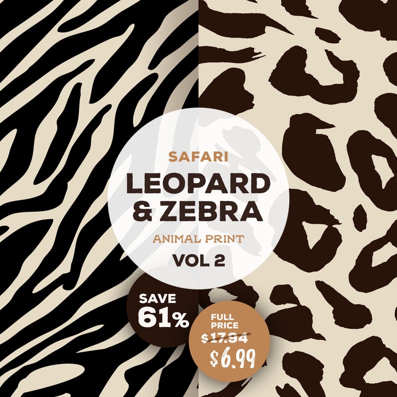 Safari Pattern Vol 2 Svg Leopard and Zebra Animal Print Bundle | Etsy