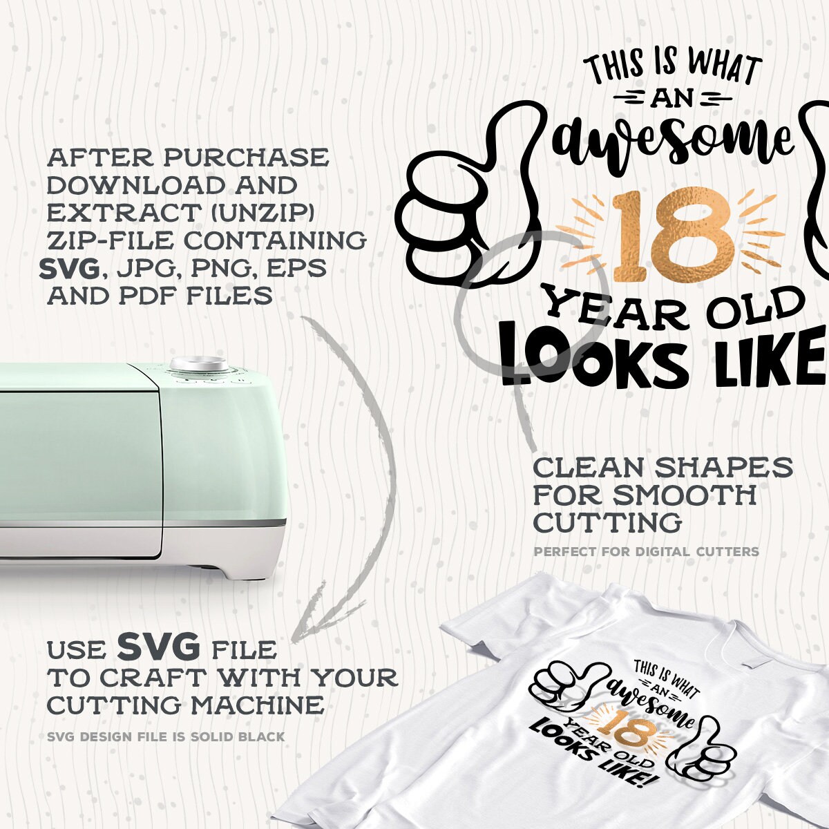 Awesome Svg 18 Year Old Svg 18th Birthday Svg Thumbs Up | Etsy