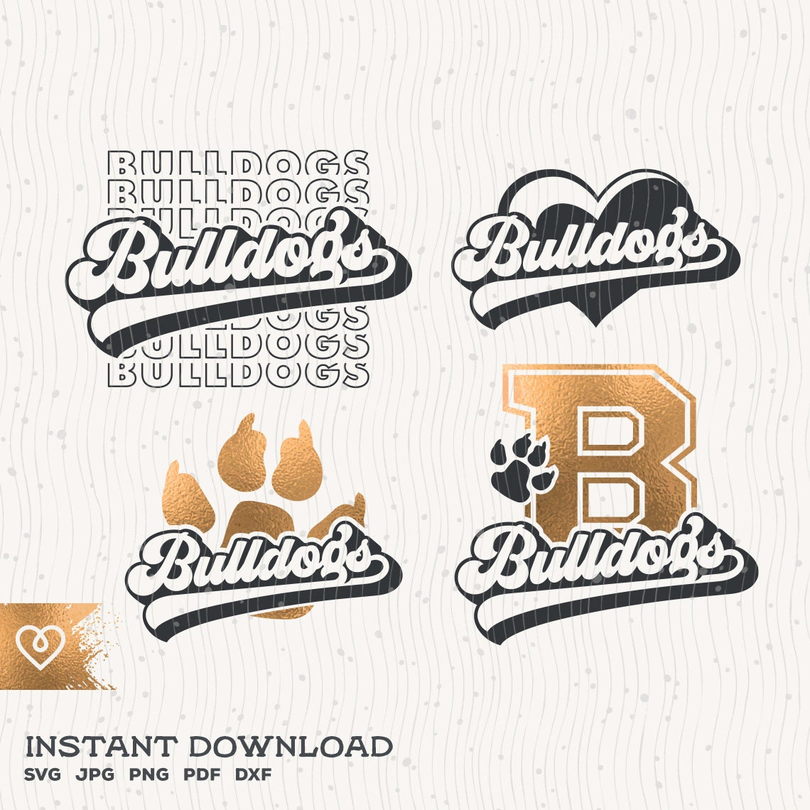 Bulldogs Svg School Spirit Bundle Svg Retro Design Bulldog | Etsy