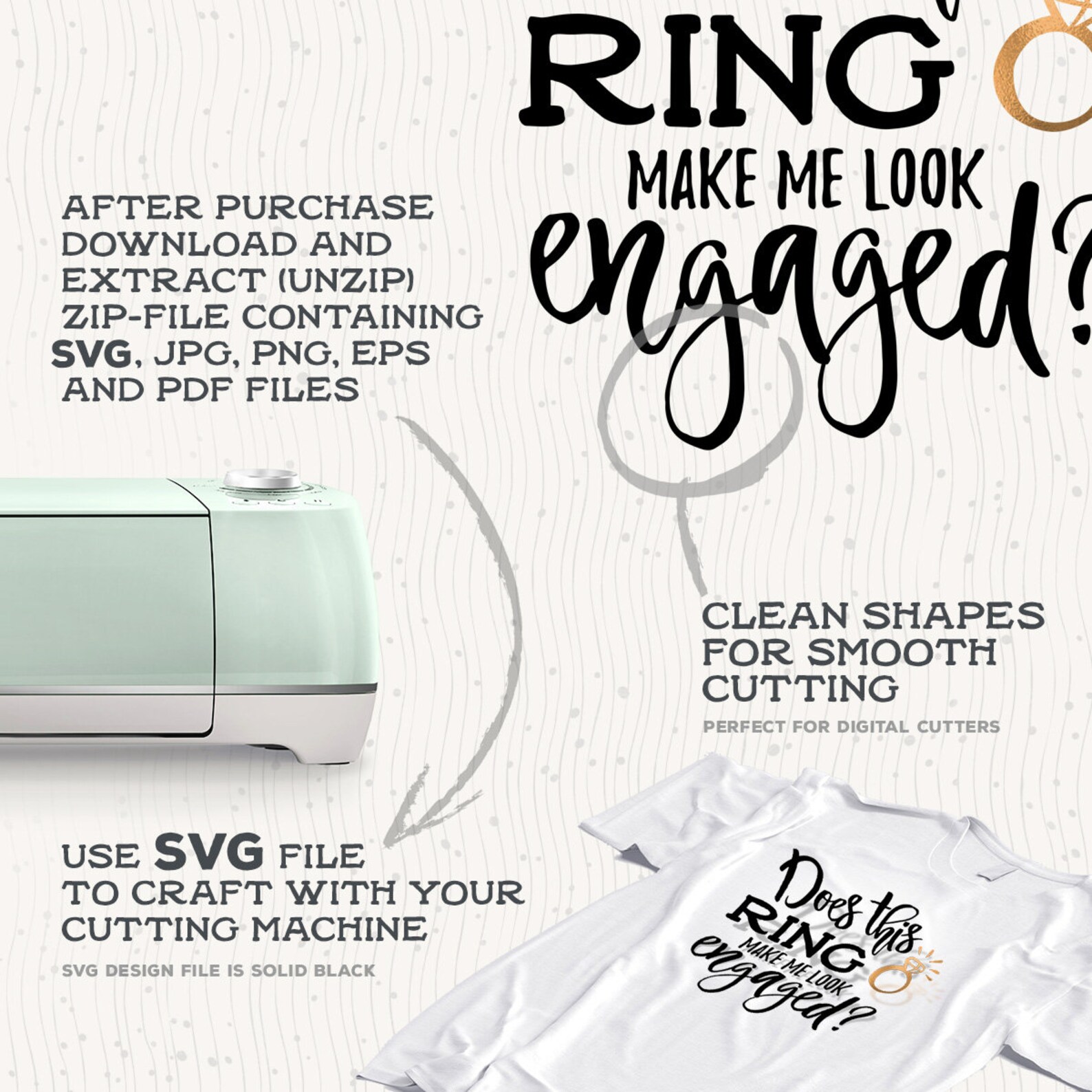 Engagement Ring Svg Look Engaged Diamond Ring Svg Bride | Etsy