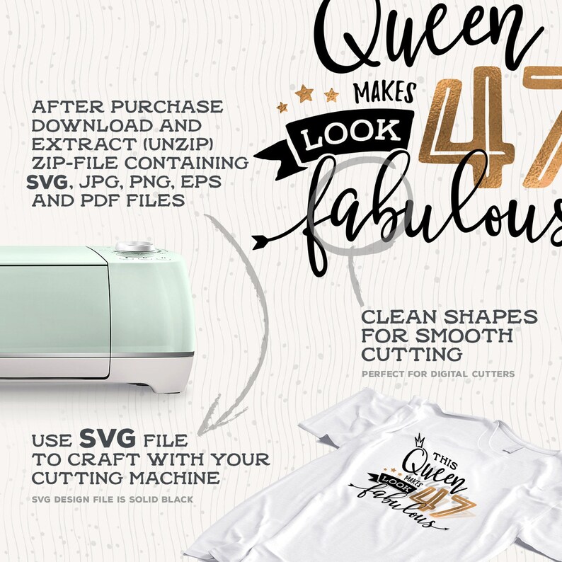 47th Birthday Svg This Queen Makes 47 Svg Look Fabulous Svg | Etsy