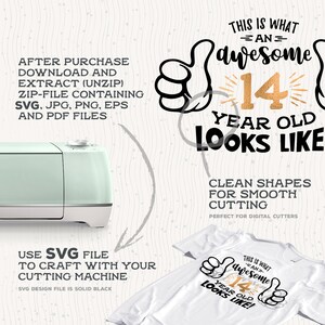 14 Awesome Svg 14 Year Old Svg 14th Birthday Svg Thumbs up Birthday Boy ...