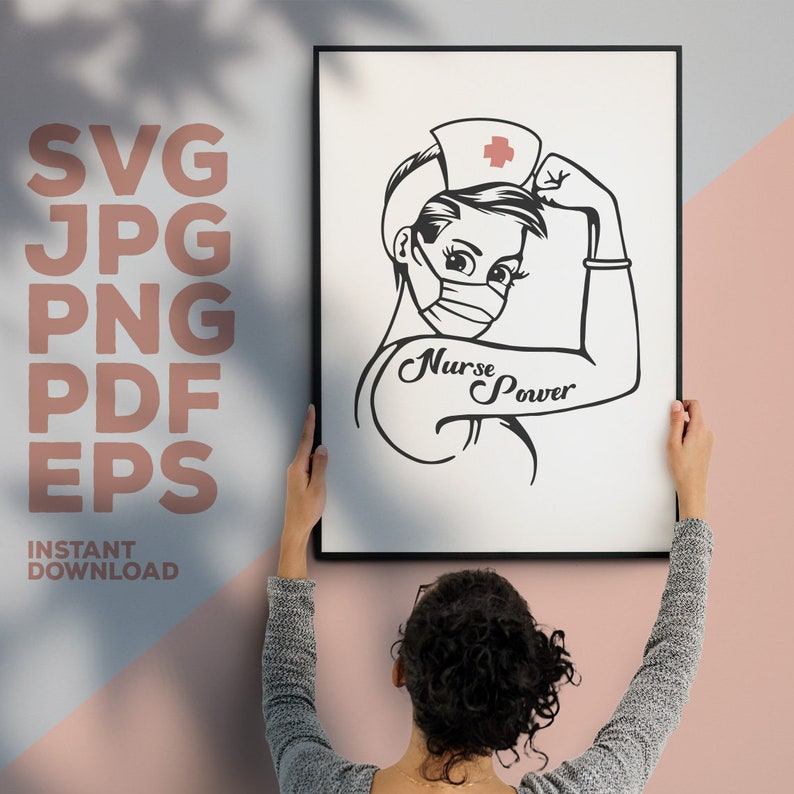 Nurse Power Svg Png Jpg Nursing Cut File for Cricut Mask | Etsy
