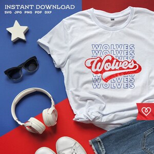 Wolves School Spirit Svg Retro Design Wolf Pride Png Wolves Football ...