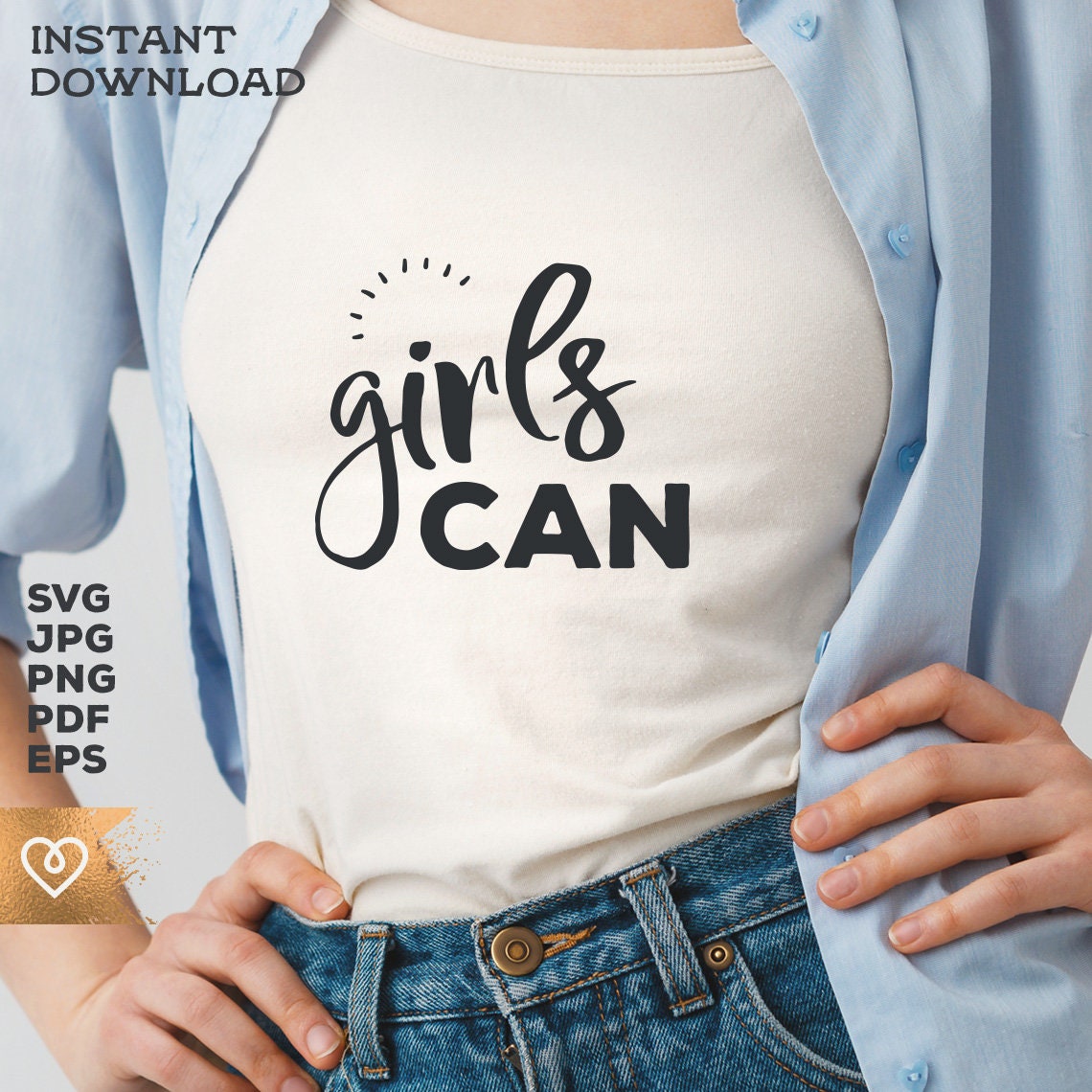 Girls Can Svg Empowered Women Png Girl Power Cricut Svg Cut | Etsy