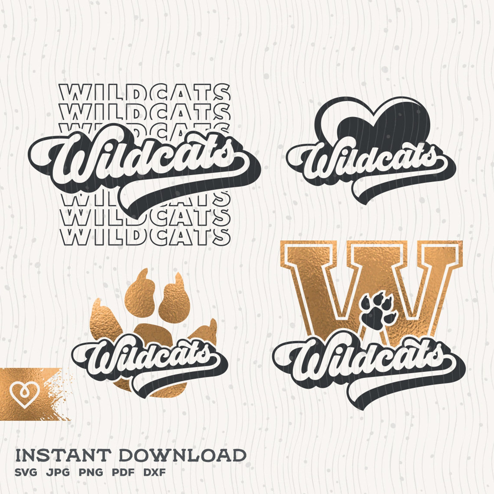 Wildcats Svg School Spirit Bundle Svg Retro Design Wildcat | Etsy