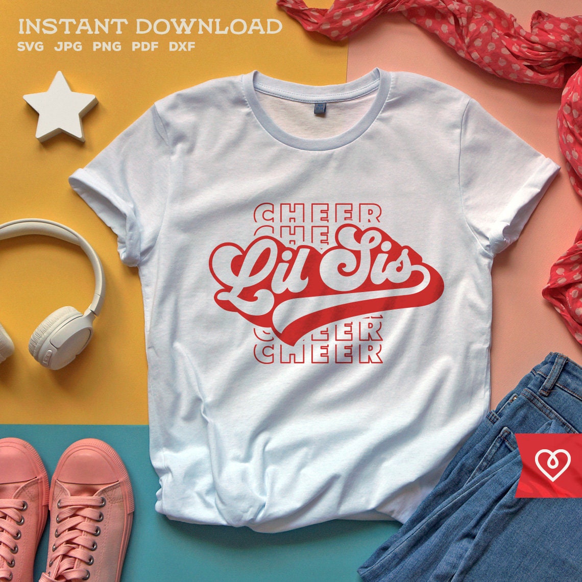 Cheer Little Sister Svg Retro Design Cheer Lil Sis Png Sport Little ...