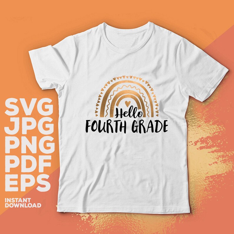 Fourth Grade Svg Hello Fourth Grade Rainbow Svg Back to School - Etsy