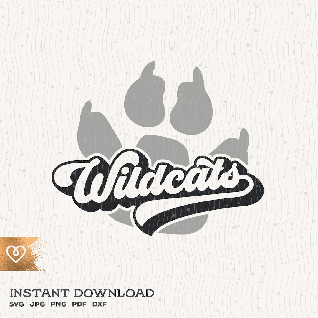 Wildcats Paw Svg Retro Design Paw Wildcats Svg School Team Spirit Png ...