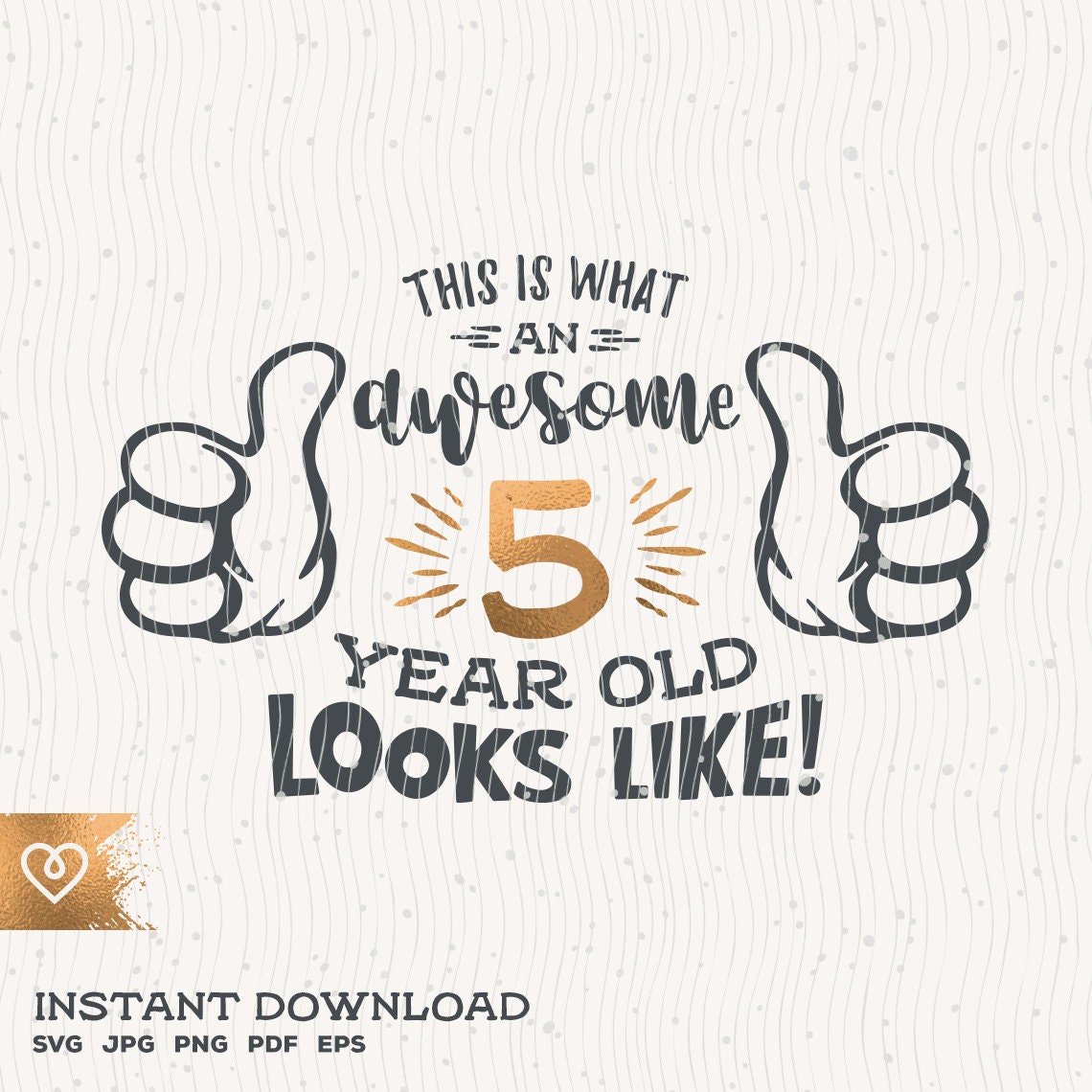 5 Awesome Svg 5 Year Old Svg 5th Birthday Svg Thumbs up - Etsy