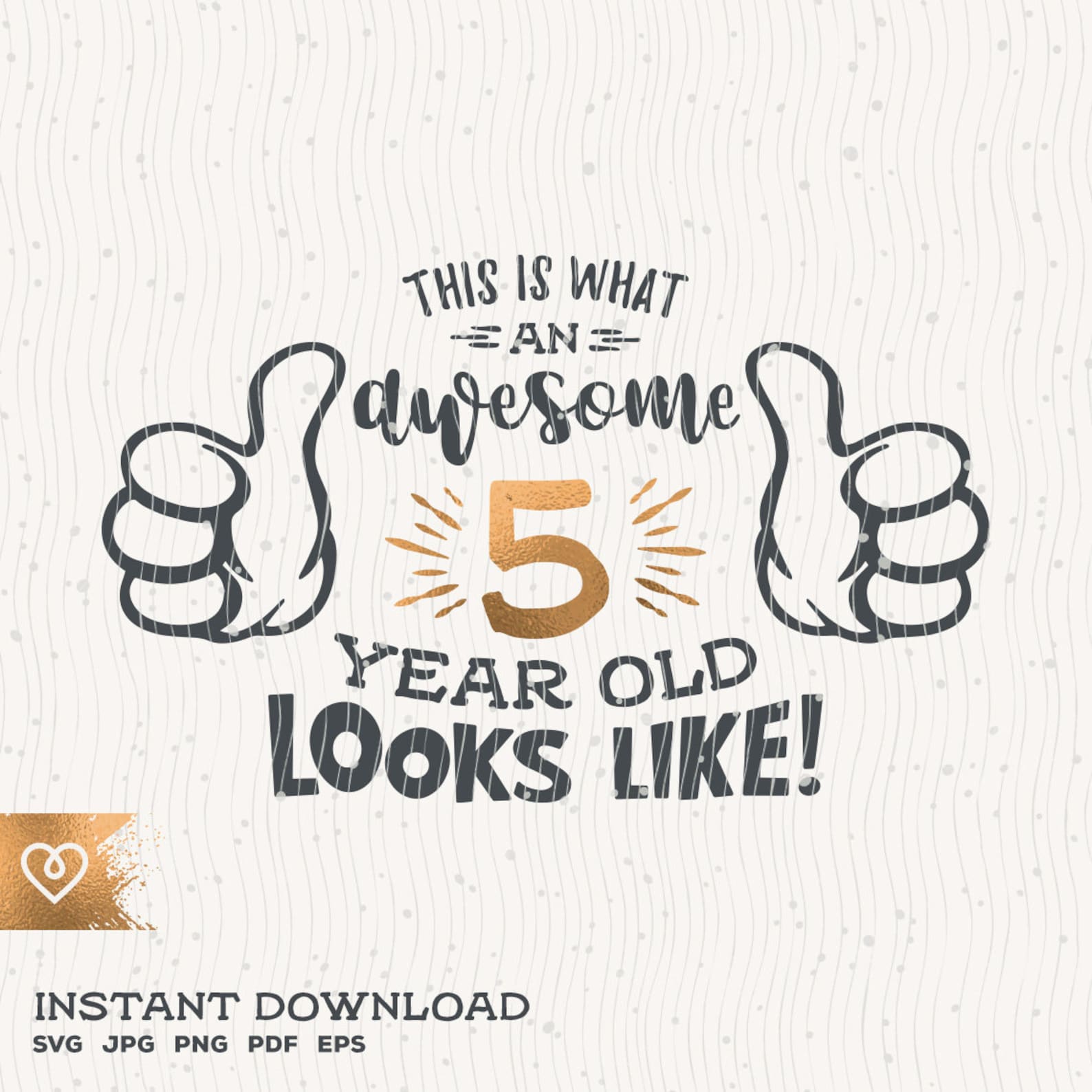5 Awesome Svg 5 Year Old Svg 5th Birthday Svg Thumbs up - Etsy