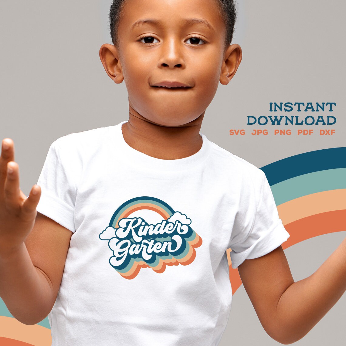 Kindergarten Svg Retro Rainbow Svg Back to School Hello - Etsy